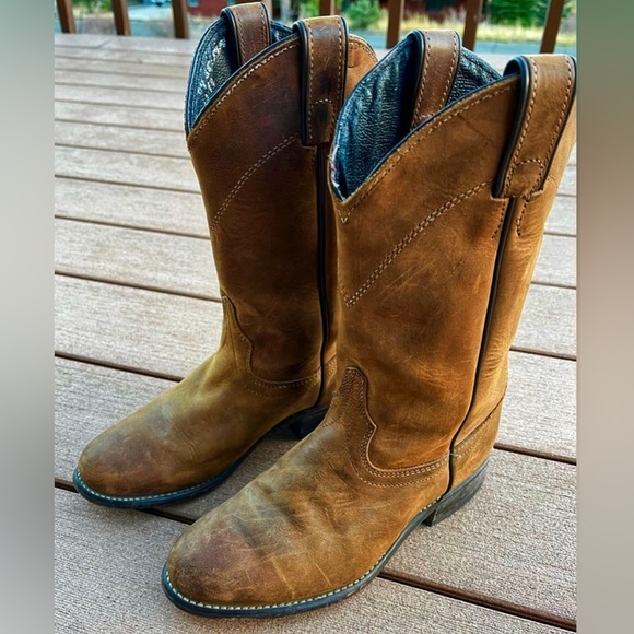 Shoes | Perfectly Worn Vintage Leather Ropers Womens 6m Cowgirl Cowboy ...